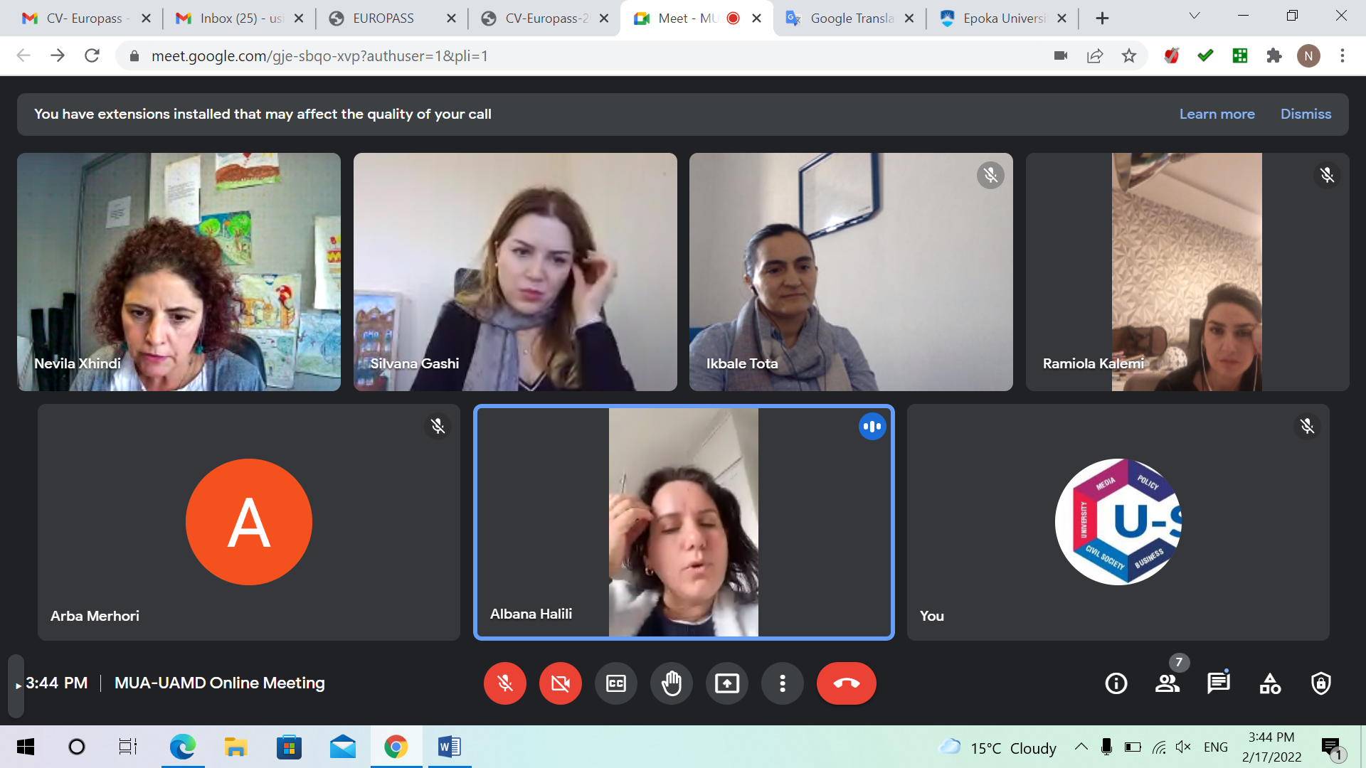 Bilateral meeting with Aleksander Moisiu University – U-SIA